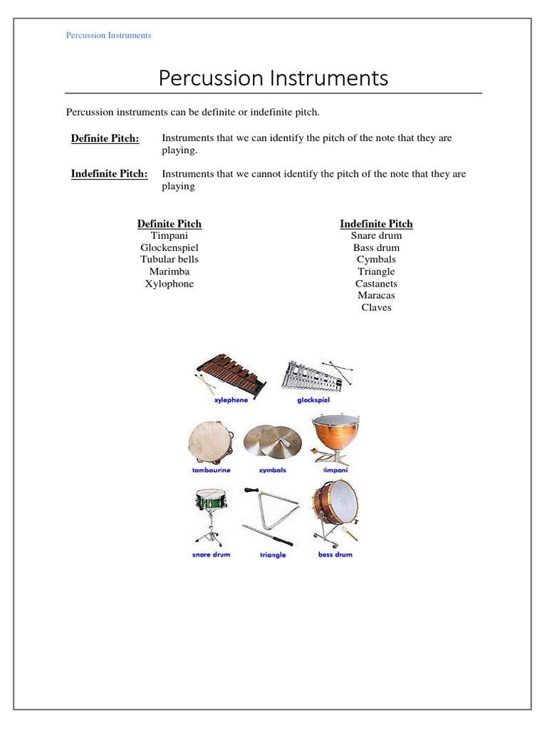 Percussion Instruments - Notes | PDF