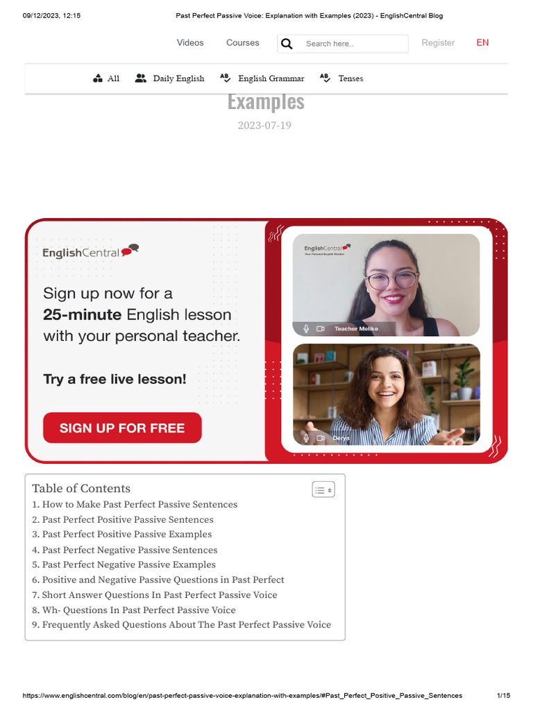 Past Perfect Passive Voice - Explanation With Examples (2023 ...