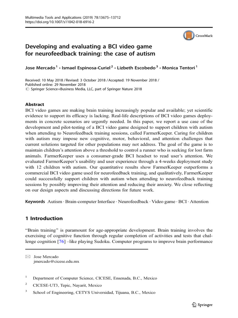 Developing and Evaluating A BCI Video Game For Neurofeedback Training ...