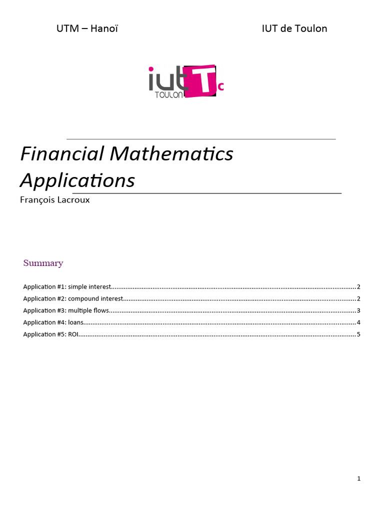 FM - Applications Toulon - UTM | PDF | Interest | Compound Interest