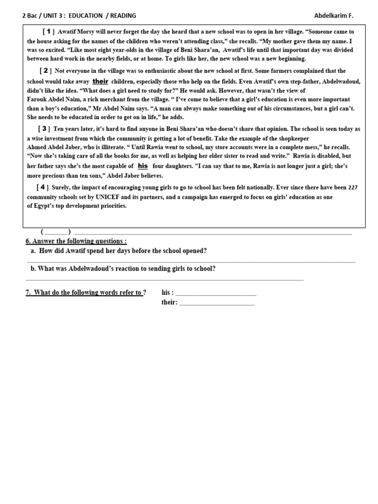 2 Bac Education - Reading | PDF