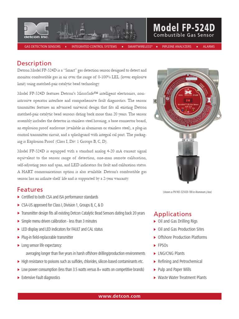Detcon - FP-524D-LEL - Datasheet 965-525420-100 | PDF