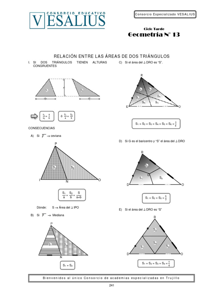 GEO. (13) RELACIÓN ENTRE LAS ÁREAS DE DOS TRIÁNGULOS 241----246 | PDF | Triángulo | Geometría ...