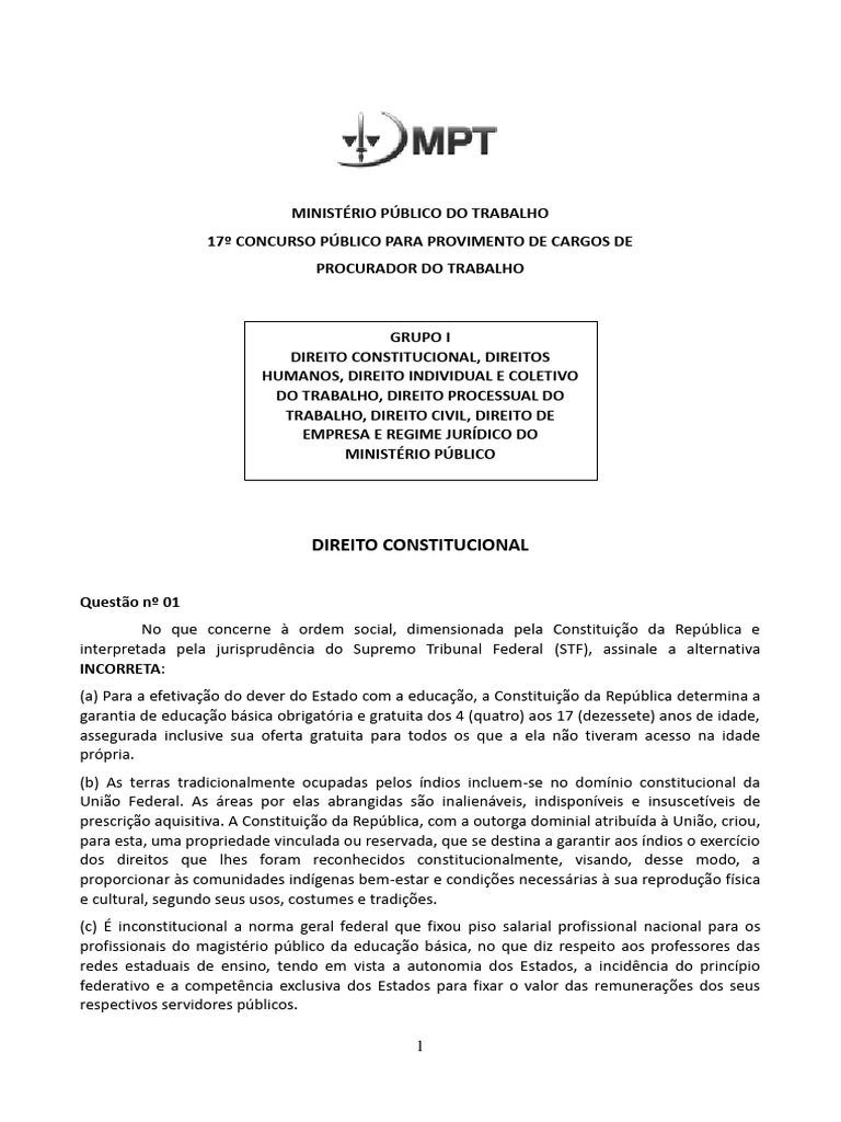 Concurso Do MPT | PDF