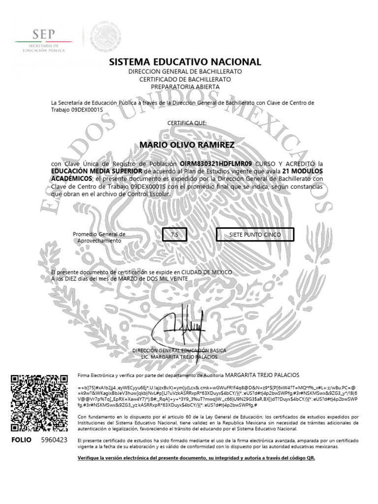 Certificado Bachillerato | PDF | México