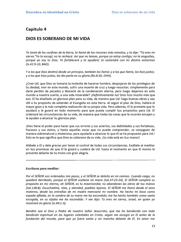 Cap.4-Dios Es Soberano de Mi Vida | PDF | Religión y espiritualidad