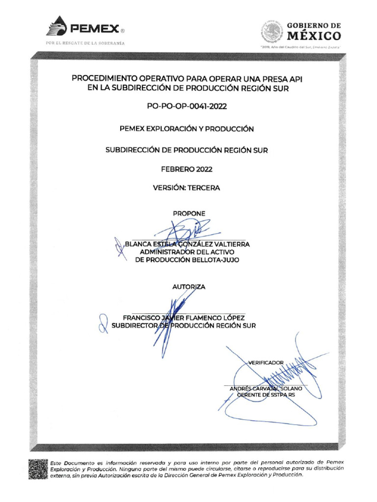 55 APBJ PO-PO-OP-0041-2022 OPERAR UNA PRESA API EN LA SUBDIRECCIÓN DE ...