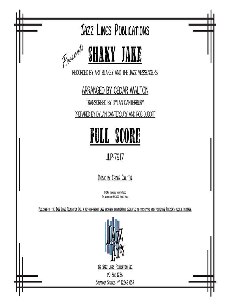 Shaky Jake (Score) | PDF | Musical Compositions | Jazz