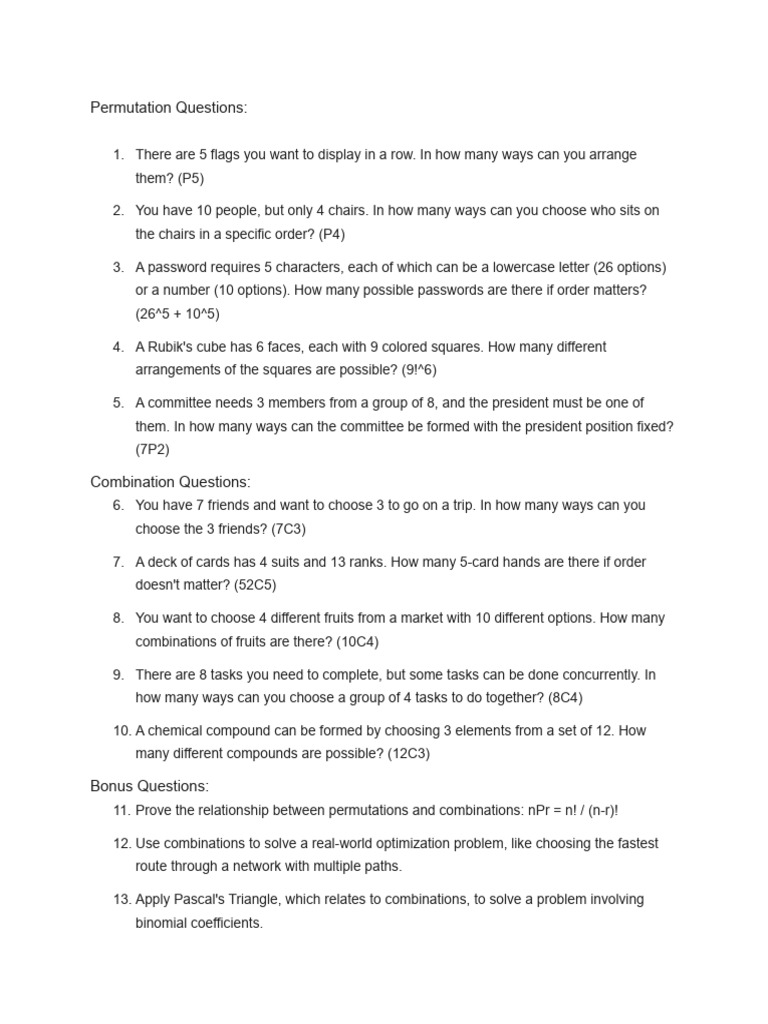 Permutation And Combination Pdf Permutation Combinatorics