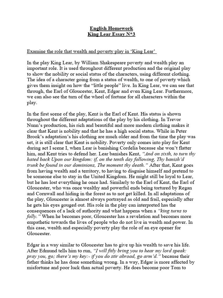 English King Lear Essay | PDF | King Lear