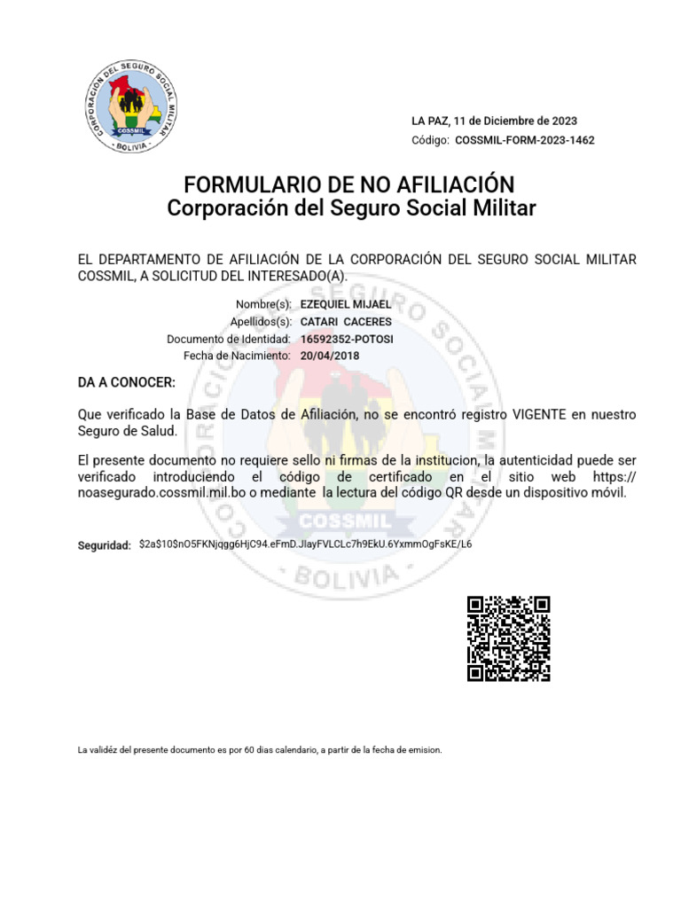 Cossmil Form 2023 1462 | PDF