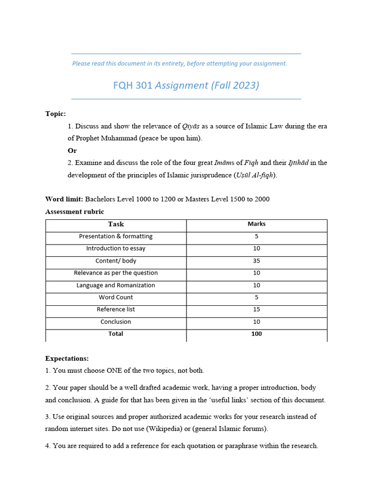 FQH 301 Assignment Fall 2023 | PDF | Foreign Language Studies