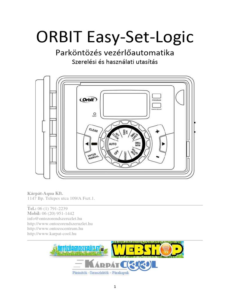 Orbit Easy Set Logic 4 6 9 Kulteri Ontozesvezerlo Hasznalati Szerelesi ...