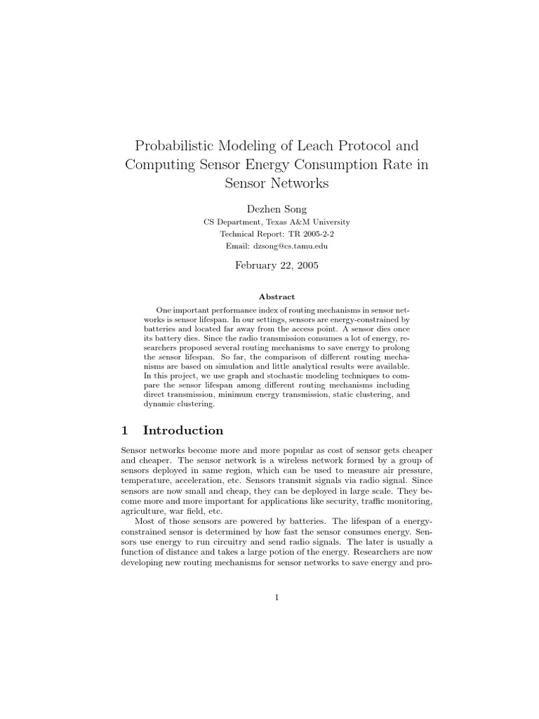 Probabilistic Modeling of Leach Protocol and Computing Sensor Energy Consumption Rate in Sensor ...