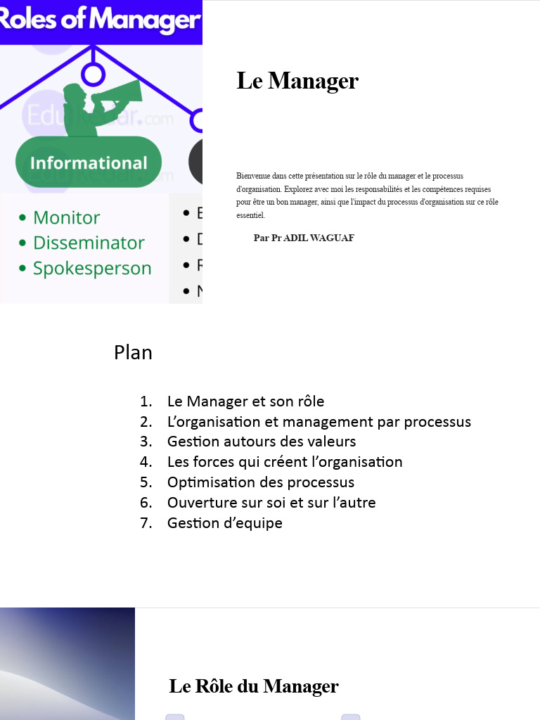 Rôle et Impact du Manager dans l'Organisation | PDF | Business