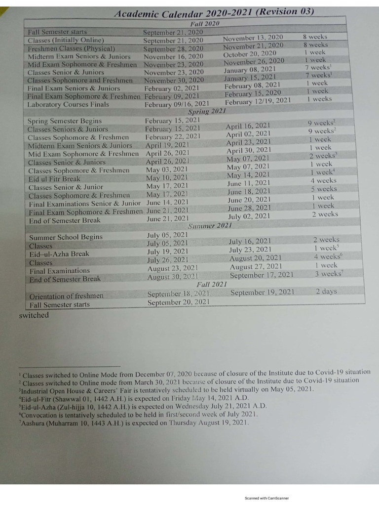 Academic Calender 2020-2021 | PDF
