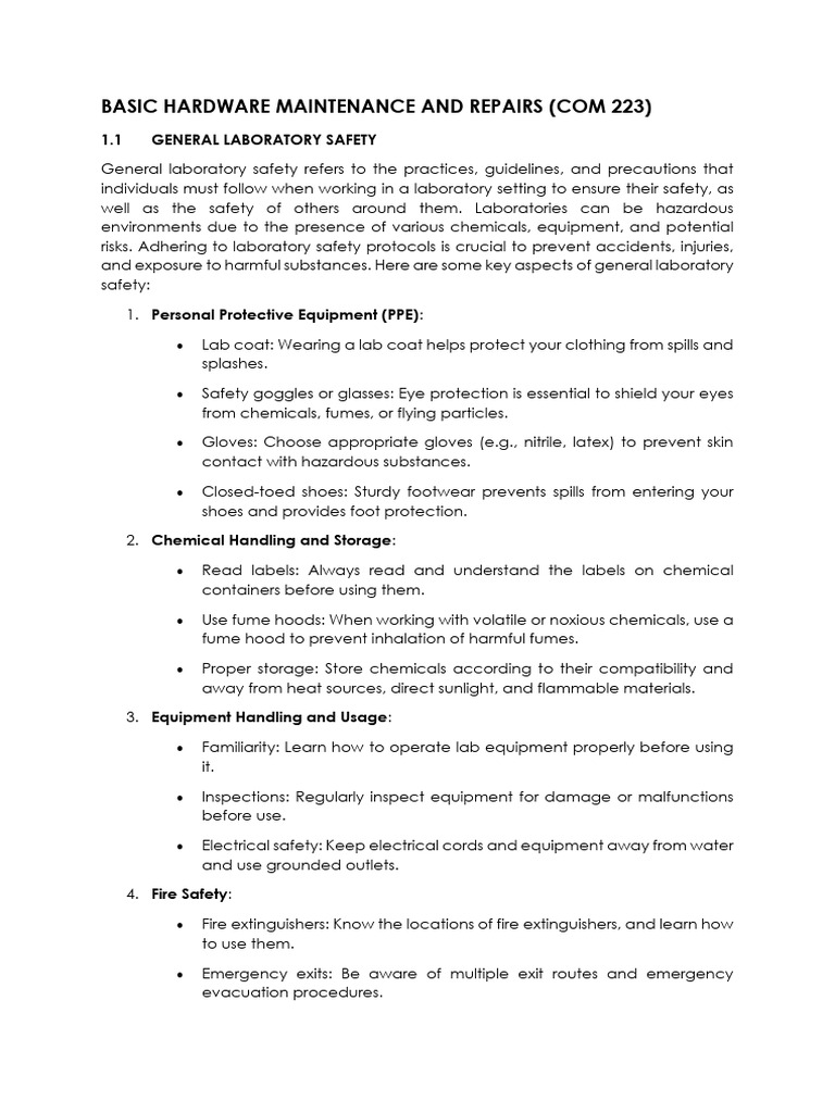 Basic Hardware Maintenance and Repairs | PDF | Laboratories ...
