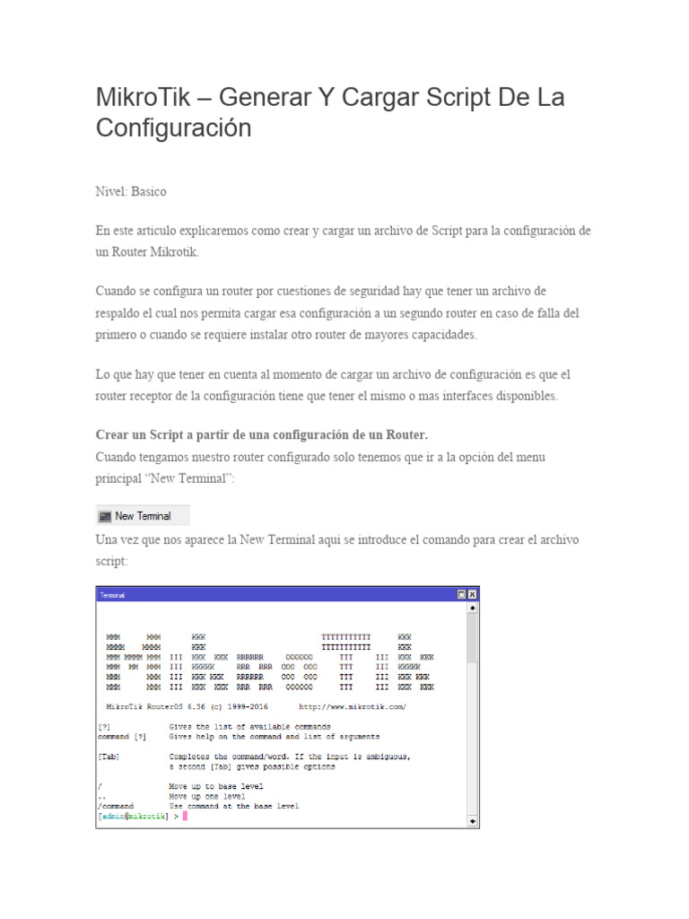 Crear y Cargar Scripts en MikroTik | PDF