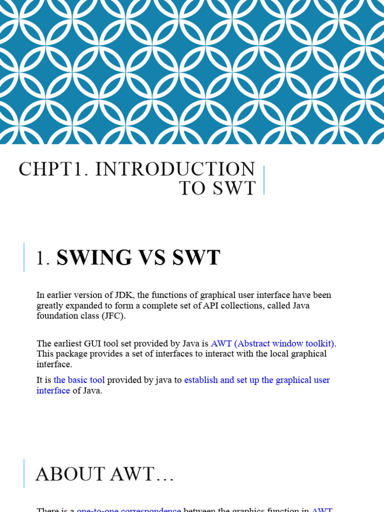 Swt1 Introduction To Swt Pdf Software Object Oriented Programming 5290