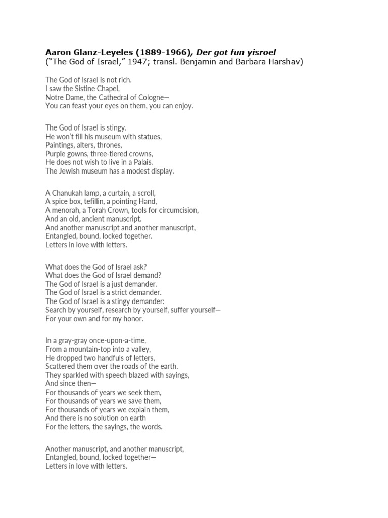 Glanz, Der Got Fun Yisroel | PDF