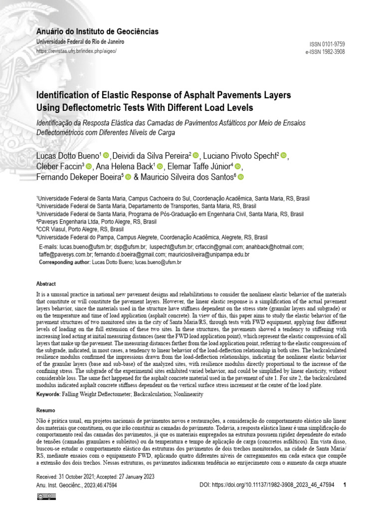 Identification of Elastic Response of Asphalt Pave | PDF | Young's ...