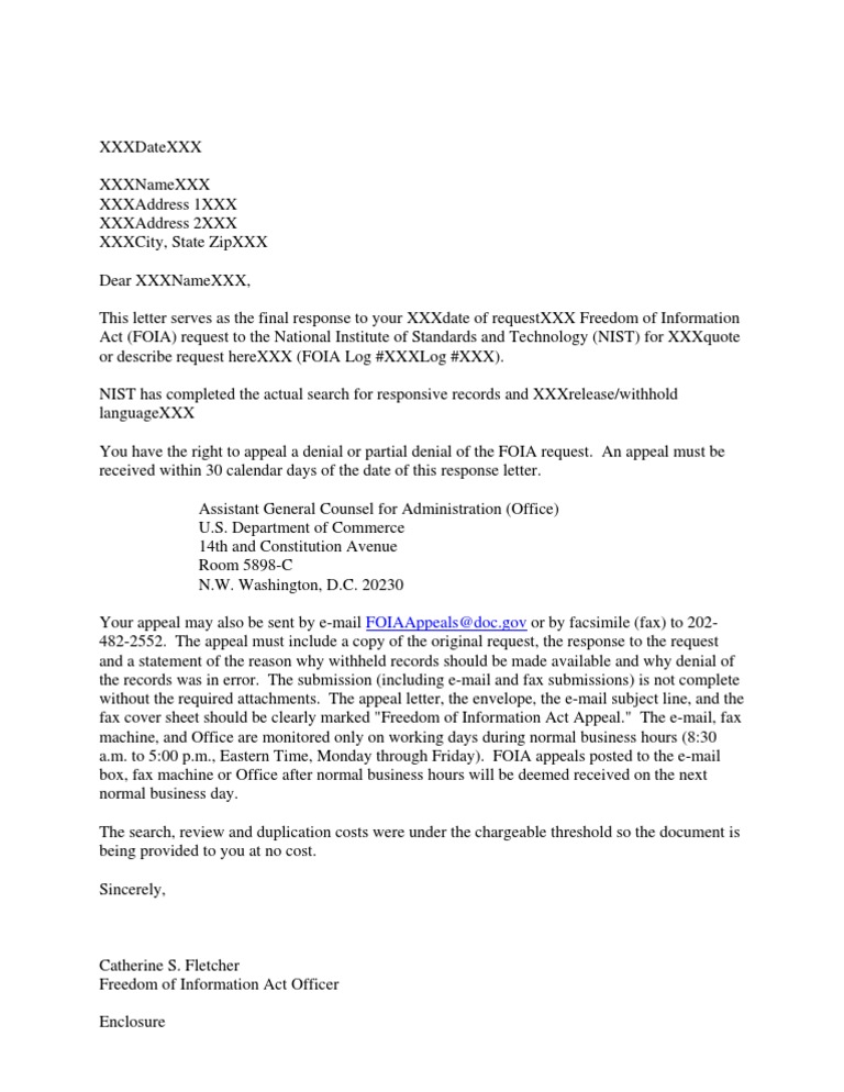 Template Final Response Letter Comm NC | PDF