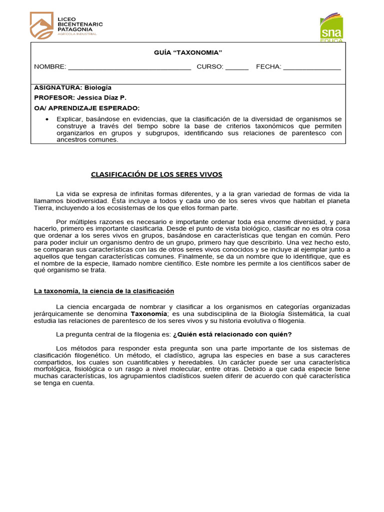 2°m Taxo 2 | PDF | Eucariotas | Clasificación biológica
