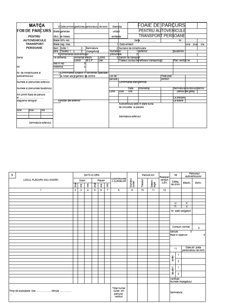 Foaie Parcurs-Model | PDF