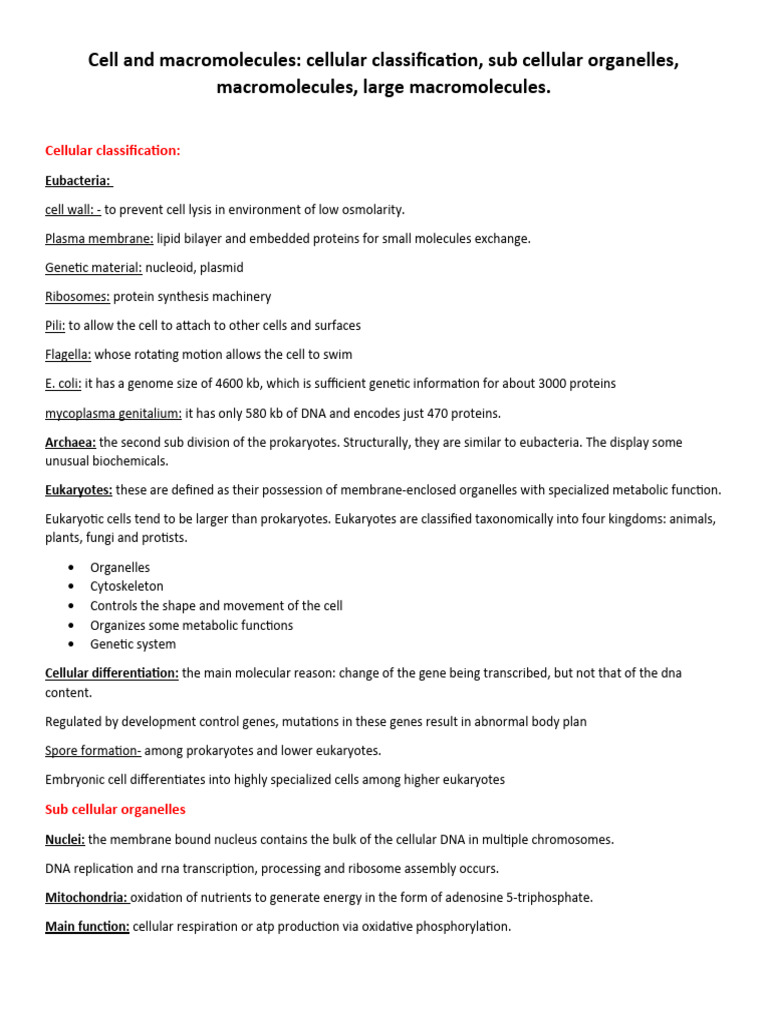 Cell and Macromolecules | PDF | Cell (Biology) | Prokaryote