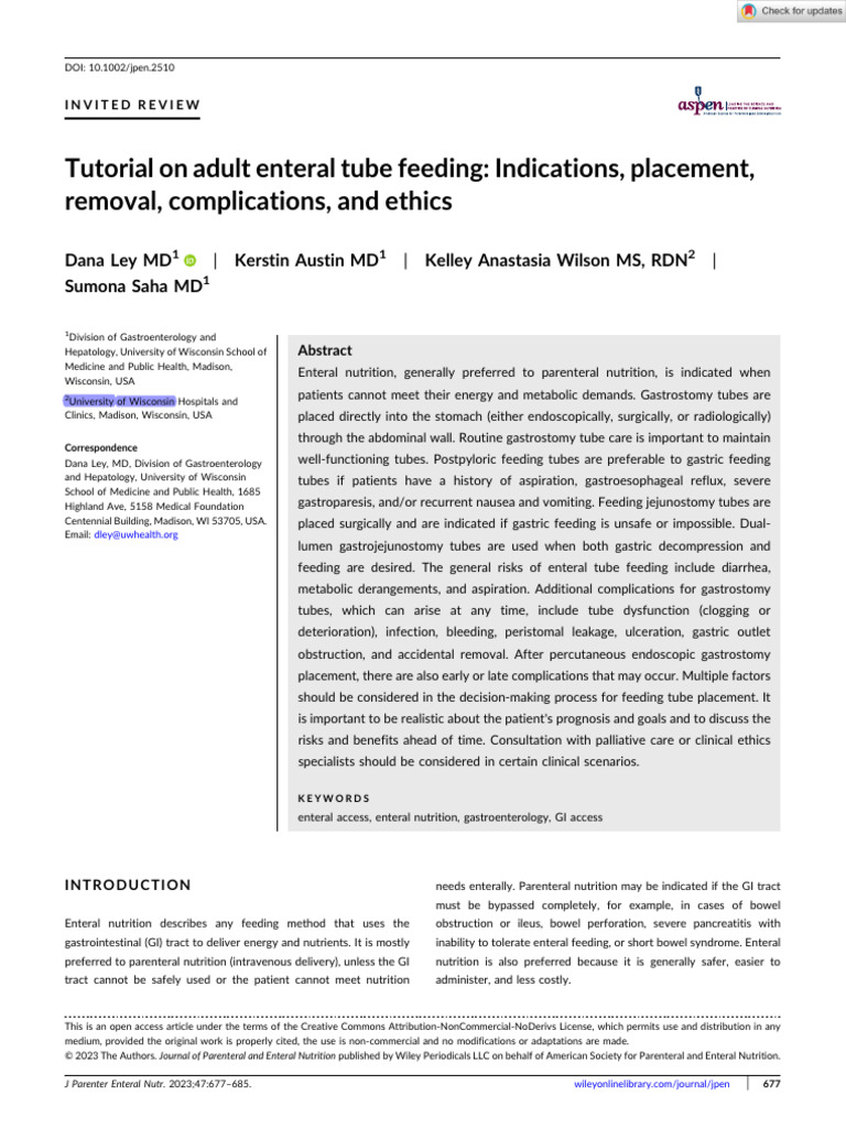 Art. Tutorial of Enteral Tube Feeding | PDF