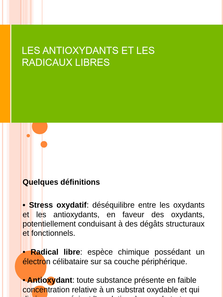 Antioxydants et radicaux libres : Guide alimentaire | PDF | Antioxydant ...