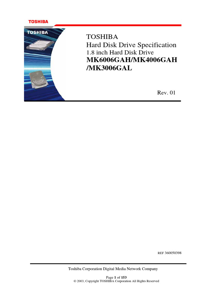 HDD 1.8 Toshiba MK6006GAH | PDF | Hard Disk Drive | Manufactured Goods