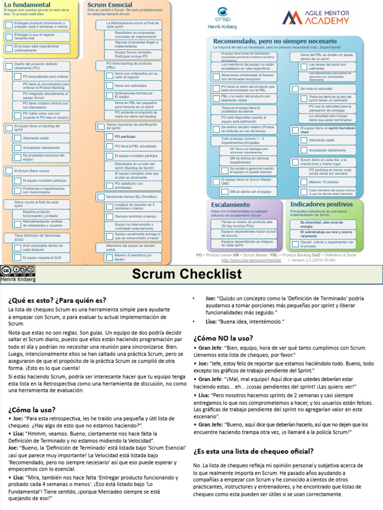 Scrum Checklist Agile Mentor | PDF