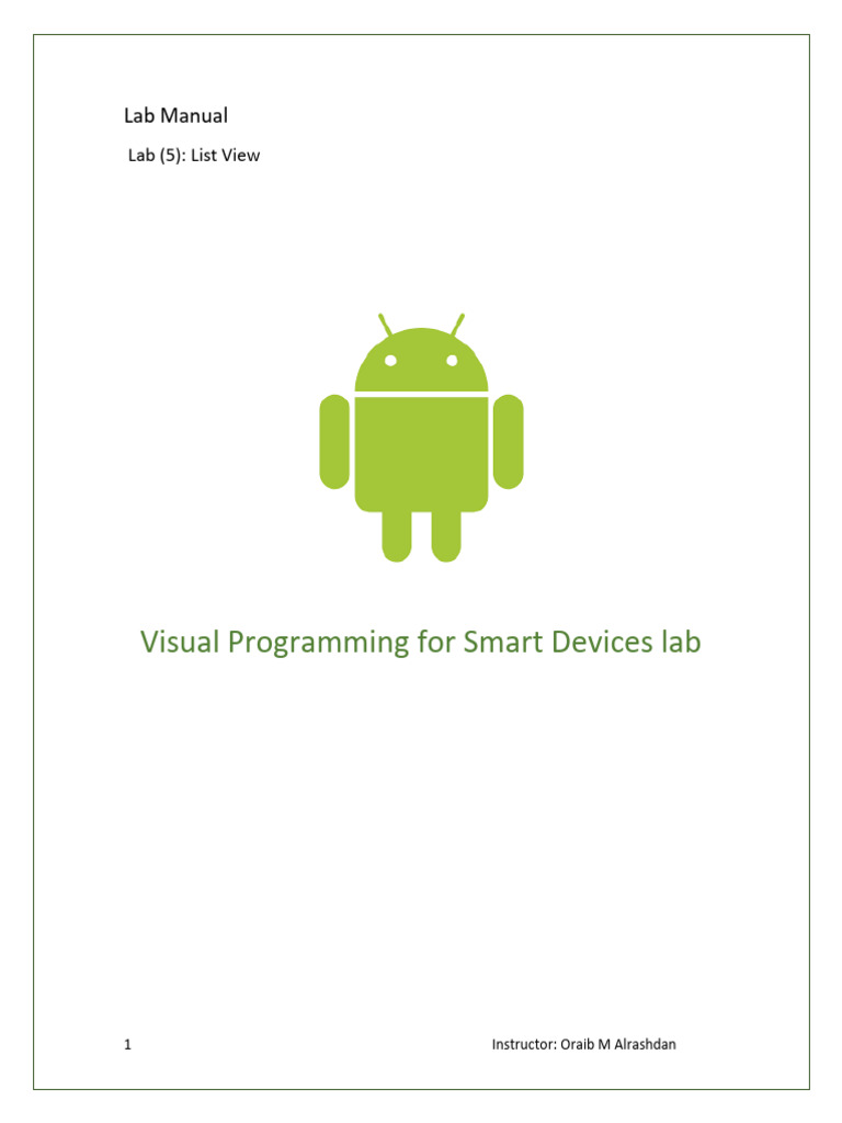5 Android Lab 5 Pdf Android Operating System Java Programming Language 