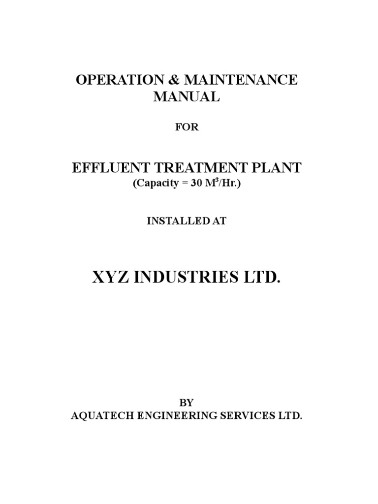 Etp Manual STD | PDF | Sewage Treatment | Ph