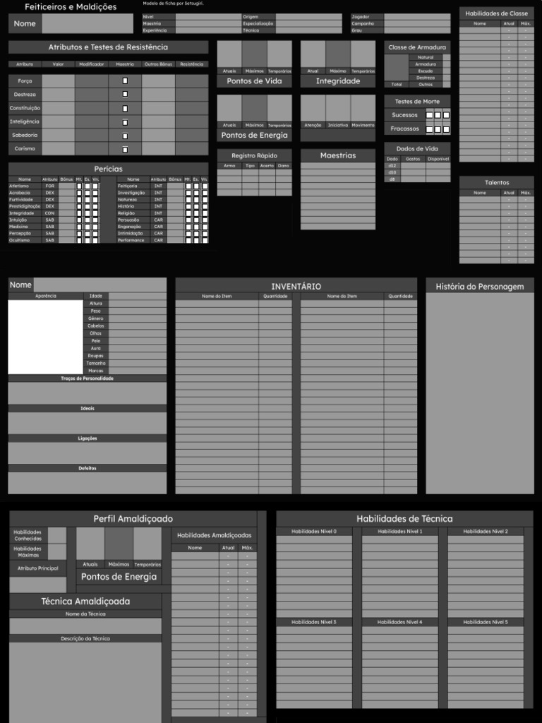 Ficha para RPG de Jujutsu Kaisen | PDF