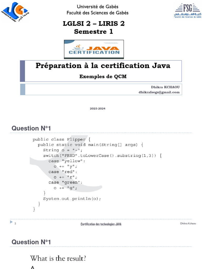 Exemple QC M | PDF | Java (Programming Language) | Software Development