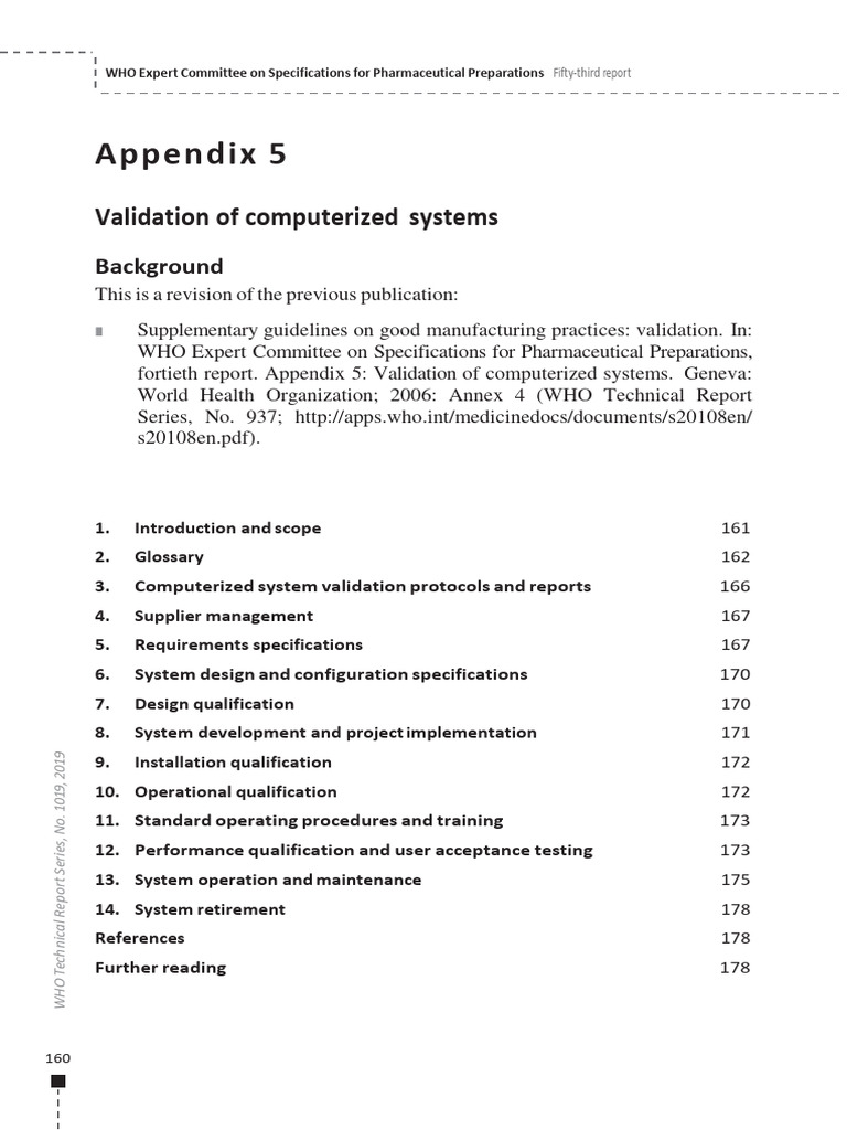 WHO Validation of Computerized Systems Appendix 5 | Download Free PDF | Verification And ...