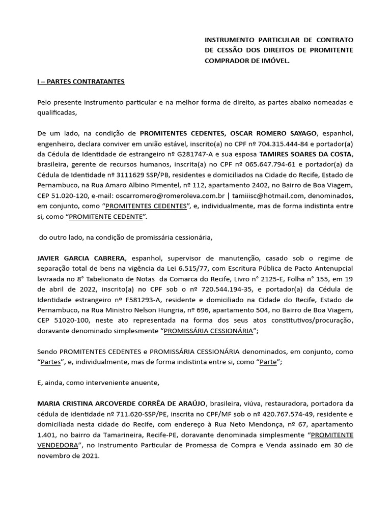 Modelo Contrato De Cessão Makia Oscar Pdf