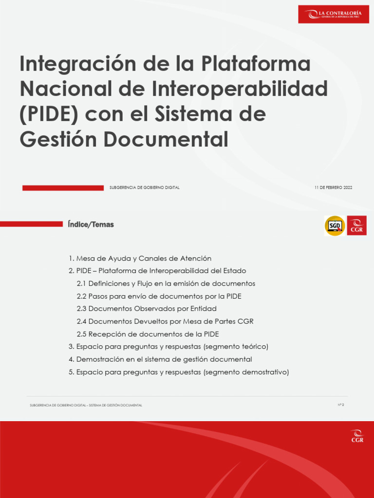 Capacitación (Diapositivas) CGR - Integración de La Plataforma Nacional de Interoperabilidad ...