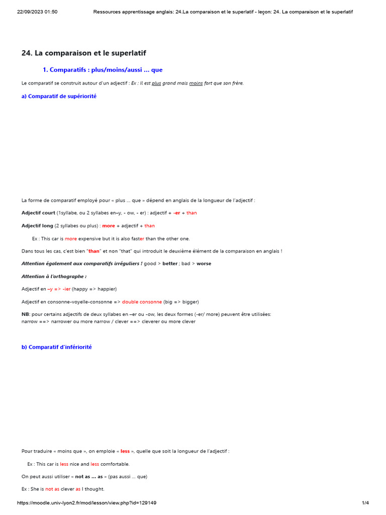 Comparatif et Superlatif en Anglais | PDF | Linguistique | Unités ...