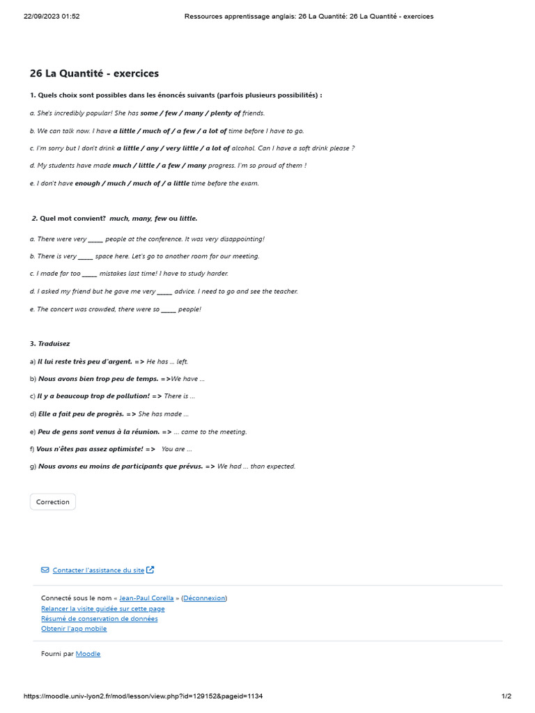 26 La Quantité - Exercices | PDF