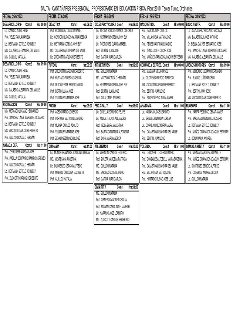 Cronograma Junio | PDF