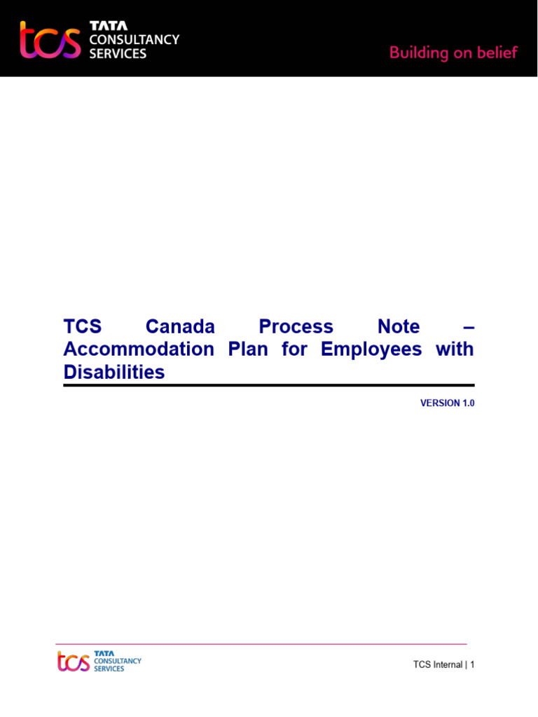 Tcs Canada Accommodation Plan For Associates With Disabilities Pdf