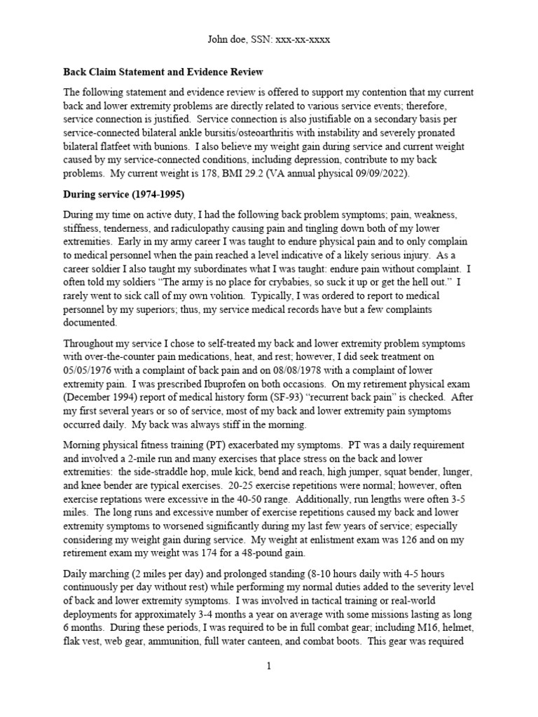 Direct Back Statement | PDF | Low Back Pain | Mental Disorder