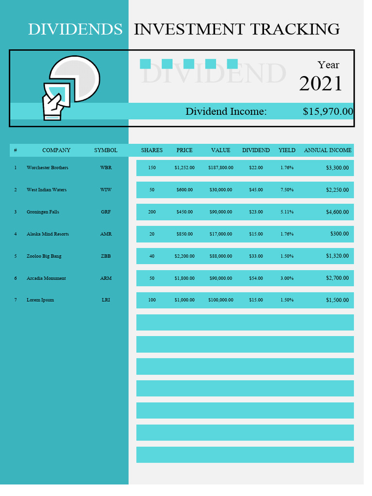 Dividends Investment Tracking Spreadsheet | PDF