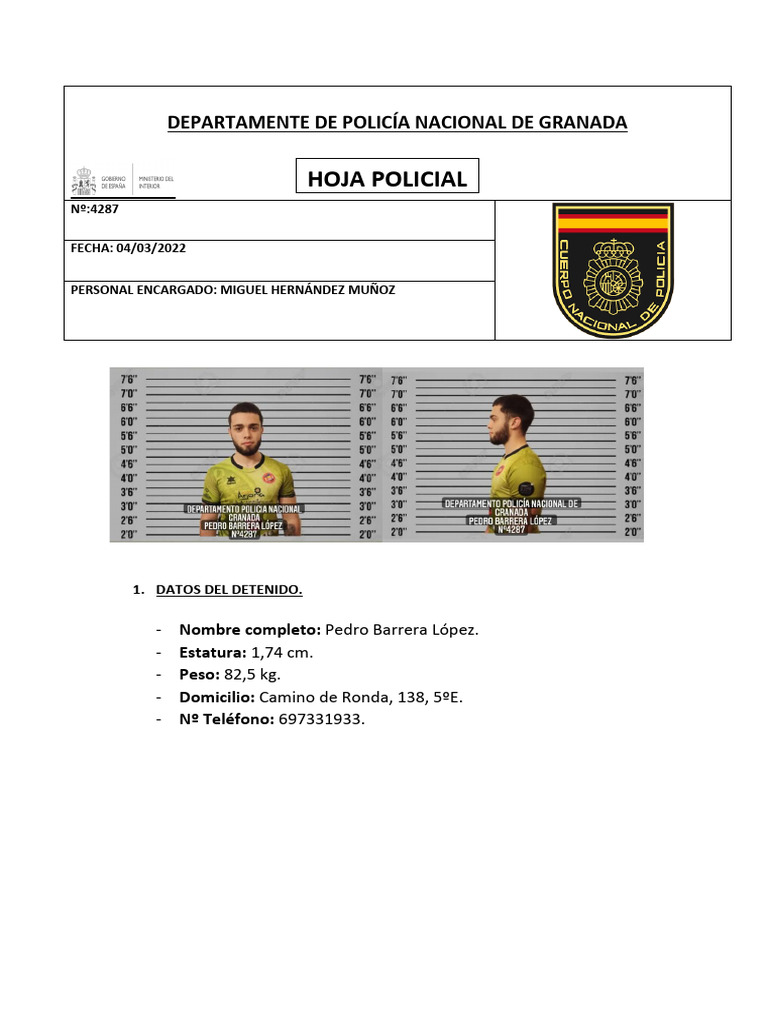 Ficha Policial Final | PDF