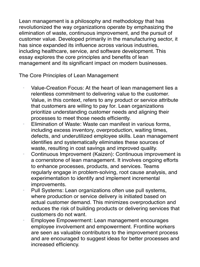 Lean Management | PDF | Lean Manufacturing | Sustainability