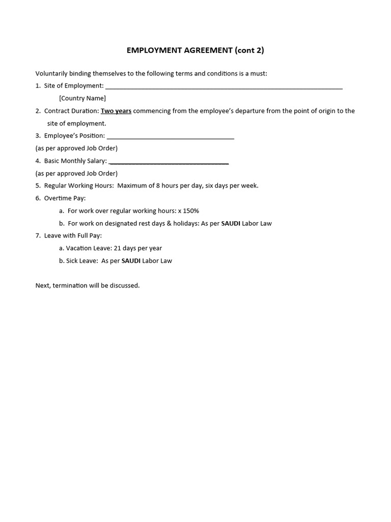 Sample Employment Letter KSA - 02 | PDF