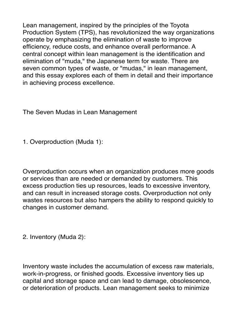 7 Mudas Lean | PDF | Lean Manufacturing | Inventory